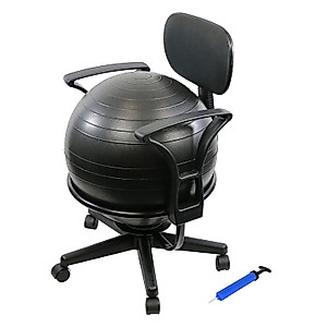 Cando-30-1791 Metal Ball Chair, 22" with Arms, Black