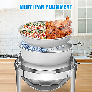 XYJBHB 6.5 QT Round Roll Top Chafing Dish Buffet Set, Stainless Steel Food Warmer with Lid, Food Pans, Water Pan and Fuel Holders for Parties, Birthday and Weddings