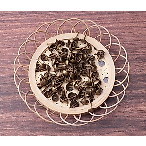Sowaka 100 Pcs Antique Upholstery Nails Bronze Decorative Furniture Pins Kits Thumb Tacks Push Pins for Furniture Sofa Decorative Brass Nail Pins