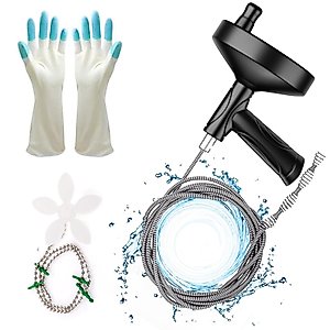 DR.PEN 32FT Drain Auger, [Easy to Use & Highly efficient] Flexible Plumbing Snake Drain Clog Remover, Drain Clog Remover for Kitchen, Bathroom and Shower Sink, Comes with Work Gloves and Floor Drain