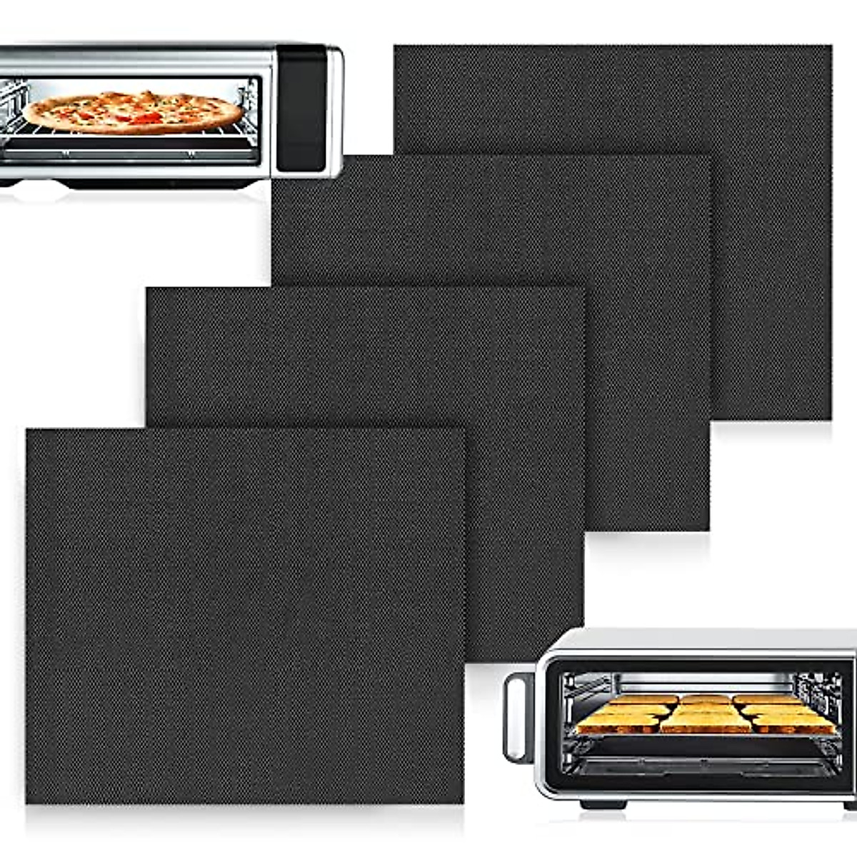 Palksky Air Fryer Oven Liners 4 PCS Compatible with Ninja Foodi SP101 SP201 SP301, Non-Stick Air Fryer Toaster Oven Mat(14 * 12inch) Reusable Microwave Bottom of Gas & Electric Oven Baking Mat