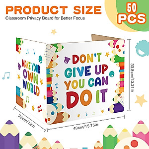 Chuangdi 50 Pcs Desk Dividers Privacy Boards for Student Classroom Test Privacy Folder 13 x 15.7 x 12'' Study Testing Shield Trifold Display Partition Panel Table Cardboard for School Home Office
