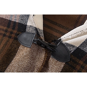 Urban CoCo Womens Vintage Plaid Knitted Tassel Poncho Shawl Cape Button Cardigan (One Size, Series 2 Camel)