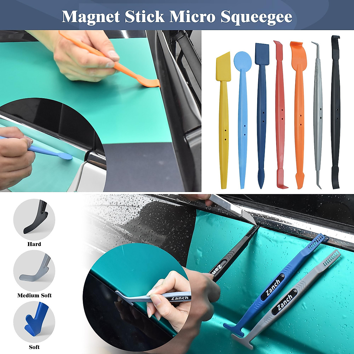 Zanch Vinyl Wrap Tool Kit,Complete Tools for Automotive Vinyl Wrap Film Installation - Deluxe 66pcs Includes Yellow Heat Gun