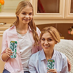 6 Pack Slim Can Coolers Skinny Can Sleeve 12oz Insulator Can Cooler Soft Neoprene Skinny Beer Coolies Cover Thick Tall Beverage Holder Bag for Energy Drink & Beer Cans, Cactus