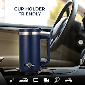 Liveaze 40 OZ/1200 ML Stainless Steel Vacuum Insulated Tumbler With 2 In 1 Lid, Straw & Brush | For Hot & Cold Drinks (Water, Coffee, Iced Tea, Smoothies & Other Drinks) Cupholder Friendly