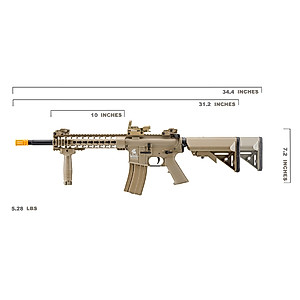 Lancer Tactical Gen 2 M4 Carbine 10'' Keymod Piactinny Polymer Airsoft Gun with Red Dot & Grip - Includes 9.6v Nimh Battery, Charger, and 1000 Rounds of 0.20g BBS
