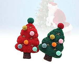 Xmas Pins Tree Brooch 2pcs Christmas Brooches Pins Wool Felt Christmas Tree Brooches Pins for Suit Shirt Sweater Random Color Diy Christmas Ornaments Diy Christmas Ornaments