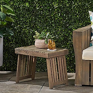 Christopher Knight Home Howard Outdoor Acacia Wood Folding Side Table, Gray Finish