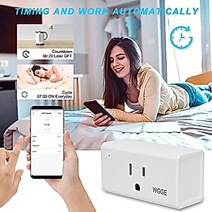 Smart Plug, WGGE WiFi Smart Plug Outlet Compatible with Alexa or Google Assistant, APP Remote Control Anywhere, Timer Function, No Hub Required, 2.4 Ghz Network Only (White / 2 Pieces)