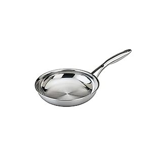 Black Cube Stainless Steel 8-inch Frying Pan, 3 Ply Professional Grade Steel Skillet, Sliver, Dishwasher Safe