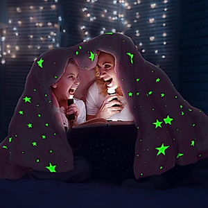Glow in The Dark Blanket, Star Theme, for Toddlers and Girls Aged 3-15, Perfect for Home, Car, Outdoors, Winter, Thanksgiving, Christmas, Birthday, Presents, Gifts, Holidays