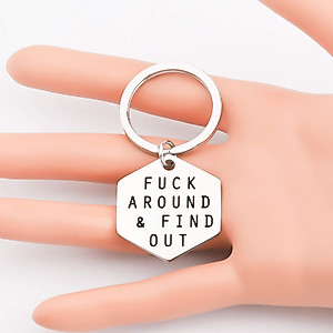 Lywjyb Birdgot Fuck Around and Find Out Funny Feminist Revolution Keychain Justice Resist Gift Steel colored key chain(Fuck Around & Find Out ky)