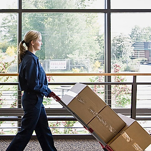 Heavy Duty Hand Truck & Dolly - 150 lb. Capacity Aluminum Utility Cart with Adjustable Shaft, Folds Down to Just 2" by Knack – Moving Equipment, Great for Lifting Boxes & Luggage (Orange)