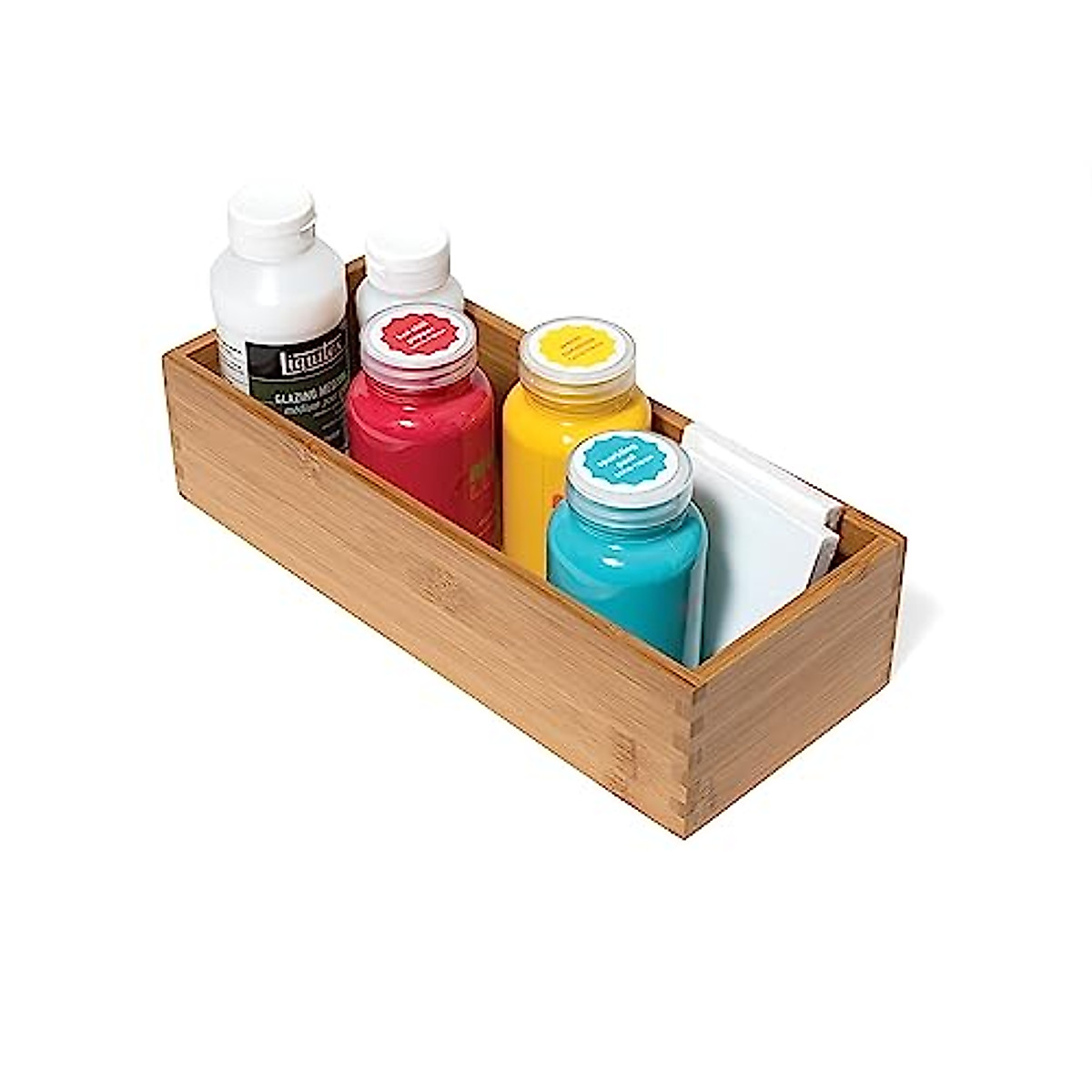 Lipper International Bamboo Utensil Holder Storage Box for Cooking Tools, Makeup, or Office Supplies, 5" x 12" x 3"