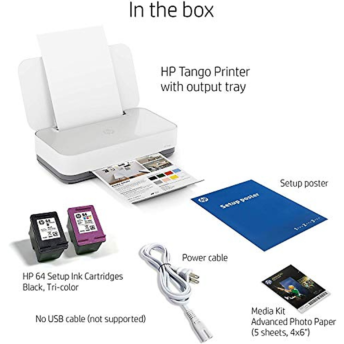HP Tango Smart Wireless Printer – Mobile Remote Print, Scan, Copy, HP Instant Ink, Works with Alexa(2RY54A),White