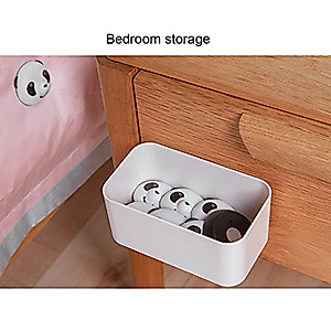 XANHOY Sundries Container For Kitchen Bathroom Office Dorm White Adhesive Mount Storage Organizer Wall-Mounted Storage Box, Long
