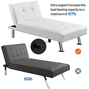 Yaheetech Sectional Living Room Couch Sofa Bed Faux Leather Sofa Couch Bed Modern Convertible Folding Recliner with Chrome Metal Legs for Living Room in White