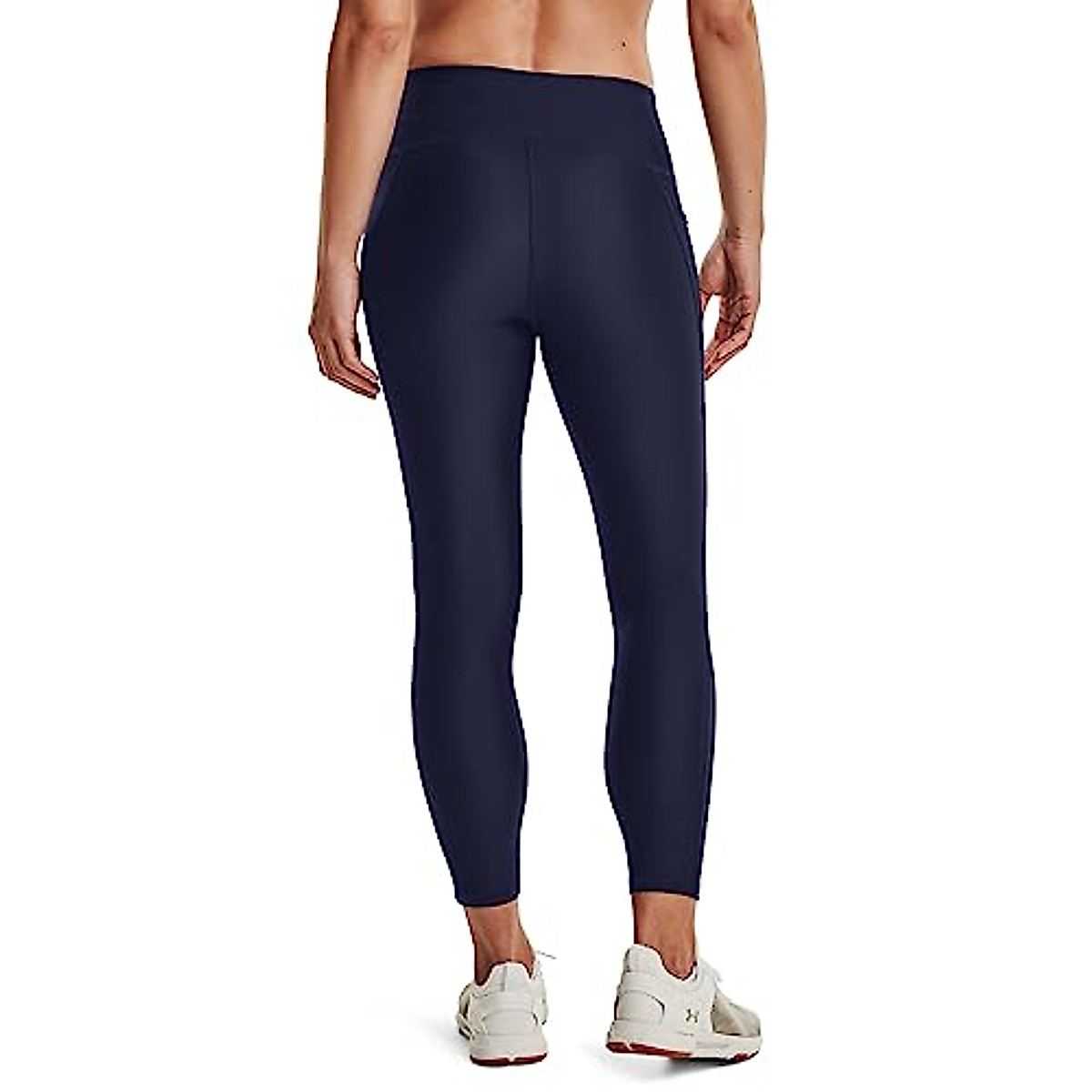 Under Armour Womens HeatGear Armour High Waisted Ankle No-Slip Leggings , Midnight Navy (410)/White , Large