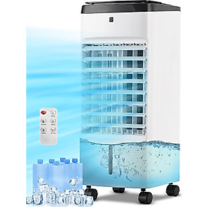 Landeagle Portable Air Conditioners,3-IN-1 Swamp Cooler with Remote,22"Windowless Portable AC Unit with 3 Modes&Speeds,12H Timer,6 Ice Packs,Small Evaporative Air Cooler for Room Office Bedroom Indoor