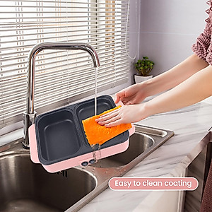 Hot Pot with Grill, Electric Hot Pot and Frying Pan, Shabu Shabu Pot with Grill, 2 in 1 Indoor NonStick Shabu Shabu Pot and Griddle, Dual Temperature Control, Fast Heating for BBQ Steaks Noodles(Pink)