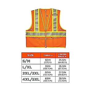 Ergodyne Unisex S/M Class 2 Two Tone Mesh Vest, Orange, Small-Medium US