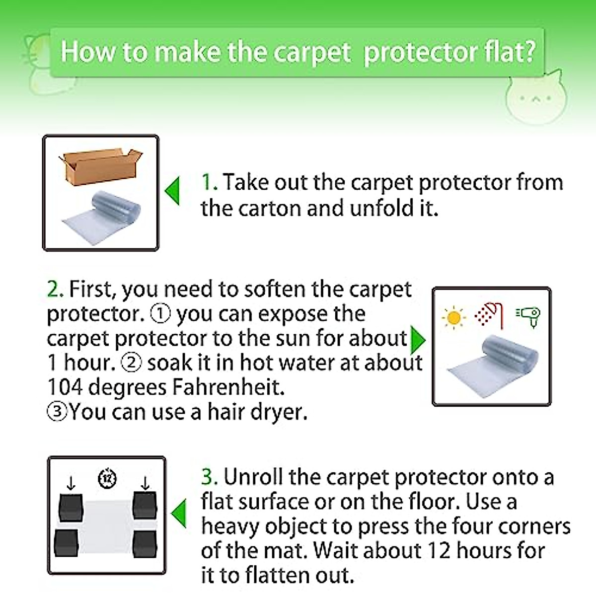 BiirBlue 8.2ft Carpet Protector for Pets, Cat Carpet Protector for Doorway, Anti Scratch Under Door Cat Scratch Protector Mat, Easy to Cut and Clean Plastic Carpet Scratch Stopper