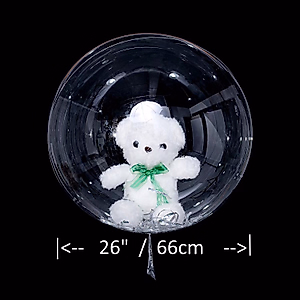 Wide Mouth Clear BoBo Balloons for Stuffing，15 Pack 26" Pre Stretched Extra Large Wide Neck Bubble Balloons for fill Teddy Bear/Wedding/Baby Shower/Father's Day/Graduation Party Decoration