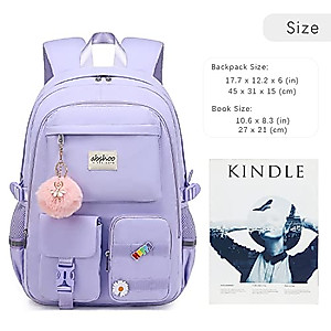 abshoo Big Student Laptop Backpack For College Women Middle High School Teen Girls Bookbag Travel Daypack (Purple)