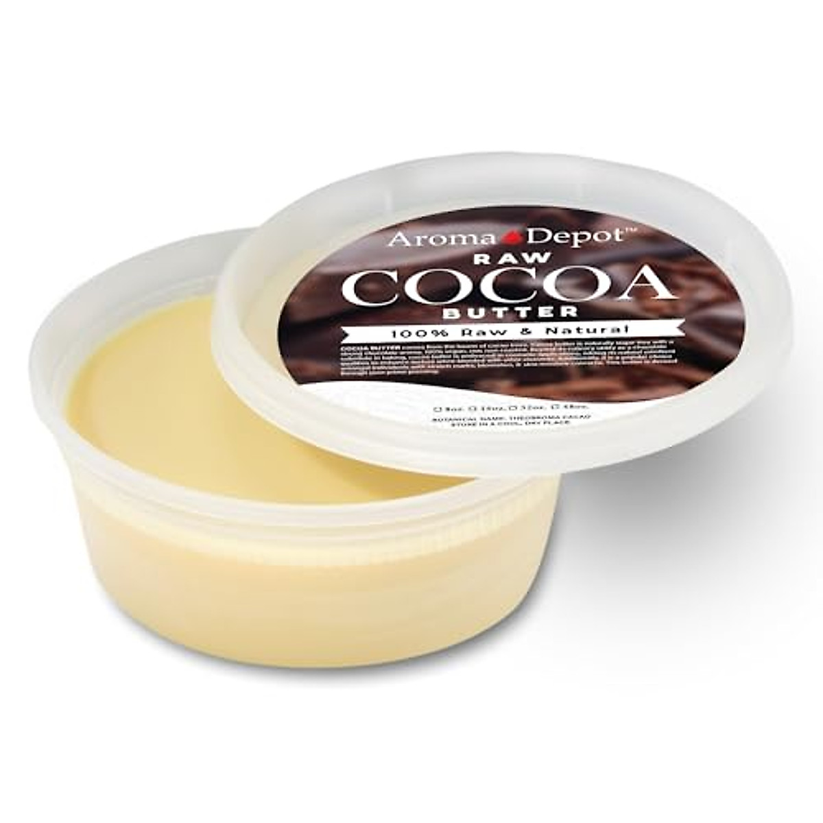 Aroma Depot 8 oz Raw Cocoa Butter Unrefined 100% Natural Pure Great for Skin, Body, Hair Care. DYI Body Butter, Lotions, Creams Reduces Fine Lines, Wrinkles, used for eczema psoriasis