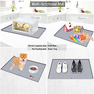 Under Sink Mat - 34" x 22" Waterproof Under Sink Kitchen Cabinet Mat with Drain Hole,Kitchen Bathroom Cabinet Floors Mat,Silicone Under Sink Mat,Flexible Under Sink Mats