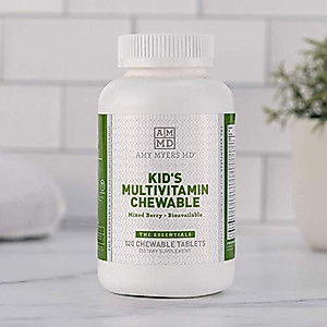 Dr. Amy Myers Kids Multivitamin Chewable for Optimal Health - Activated B Vitamins, Zinc, Selenium, Iodine + More - 23 Vitamins & Minerals, Gluten Free - Berry Flavor, 120 Tablets