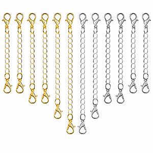 Paxcoo 12Pcs Chain Extender Jewelry Necklace Lobster Clasps and Closures for Necklace Bracelet Jewelry Making Supplies