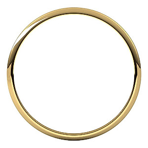 Bonyak Jewelry 18k Yellow Gold 1mm Half Round Ultra-Light Band Stylish Design, Size 7