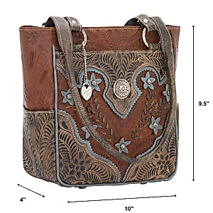 American West Desert Wildflower Zip Top Tote with Pockets