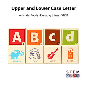 KIPPTO Wooden Alphabet and Numbers Blocks for Toddlers – 36 Large Bright-Colored Pieces. Includes Free AR APP for Interactive Play. Educational Toy for Preschool Kids. Kids Safe Non-Toxic Material