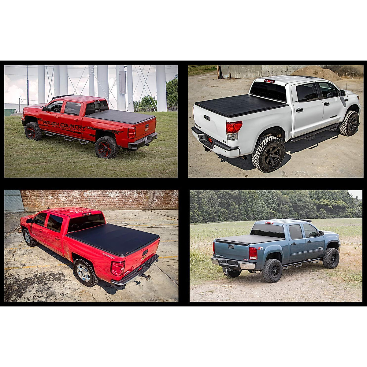 Rough Country Soft Tri-Fold Truck Bed Tonneau Cover for Ford F-150 (2015-2020), Fits 5'5" Bed, Weather-Resistant Bed Cover