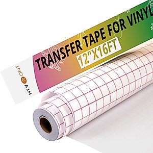 HTVRONT Transfer Tape for Vinyl -12" x 16 FT w/Red Alignment Grid Transfer Paper, Medium Tack Vinyl Transfer Tape for Permanent Vinyl for Cricut Signs Stickers Decals Walls Doors & Windows