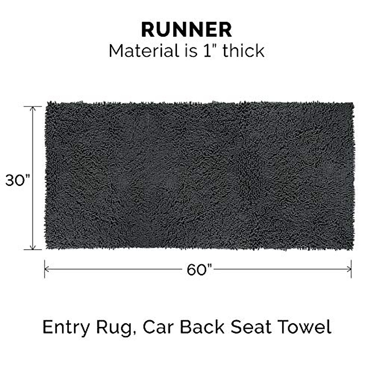 Furhaven XXL Runner Pet Door Mat Muddy Paws Absorbent Chenille Shammy Rug, Washable - Charcoal (Gray), Runner