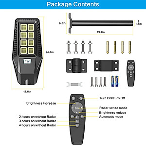 AKOFUN 2 Pack 1600W Solar Street Light, 120000 Lumens Dusk to Dawn Solar Outdoor Lights Motion Sensor Waterproof IP66 6000K Security Solar Flood Light for Yard, Garage, Garden