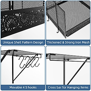 vimiroo 4 Pack Laundry Room Shelves with Steel Mesh Baskets, Easy Install Laundry Room Organization and Storage, Over The Washer and Dryer Shelf with Clothes Drying Rack with 10 Hook