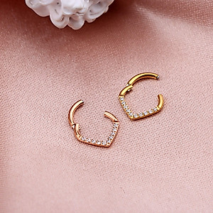 CM Crareesi Mania 16G Stainless Steel Daith Earrings, 1.2mm Hinge Hoop Clicker Rings with CZ, Hypoallergenic for Helix, Tragus, Cartilage Piercing Jewelry