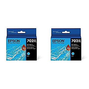 Epson T702 DURABrite Ultra -Ink High Capacity Cyan -Cartridge (T702XL220-S) for Select Workforce Pro Printers (Pack of 2)