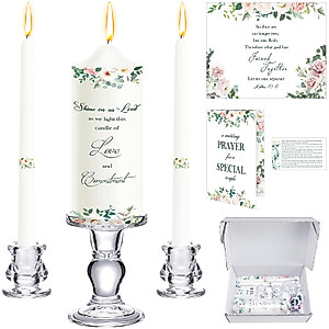 Layhit Unity Wedding Candles Ceremony Set with Glass Candlesticks Holders Wedding Accessories and Decor Unity Candle Set for Religious Wedding Anniversary Big Events Gifts for Couple