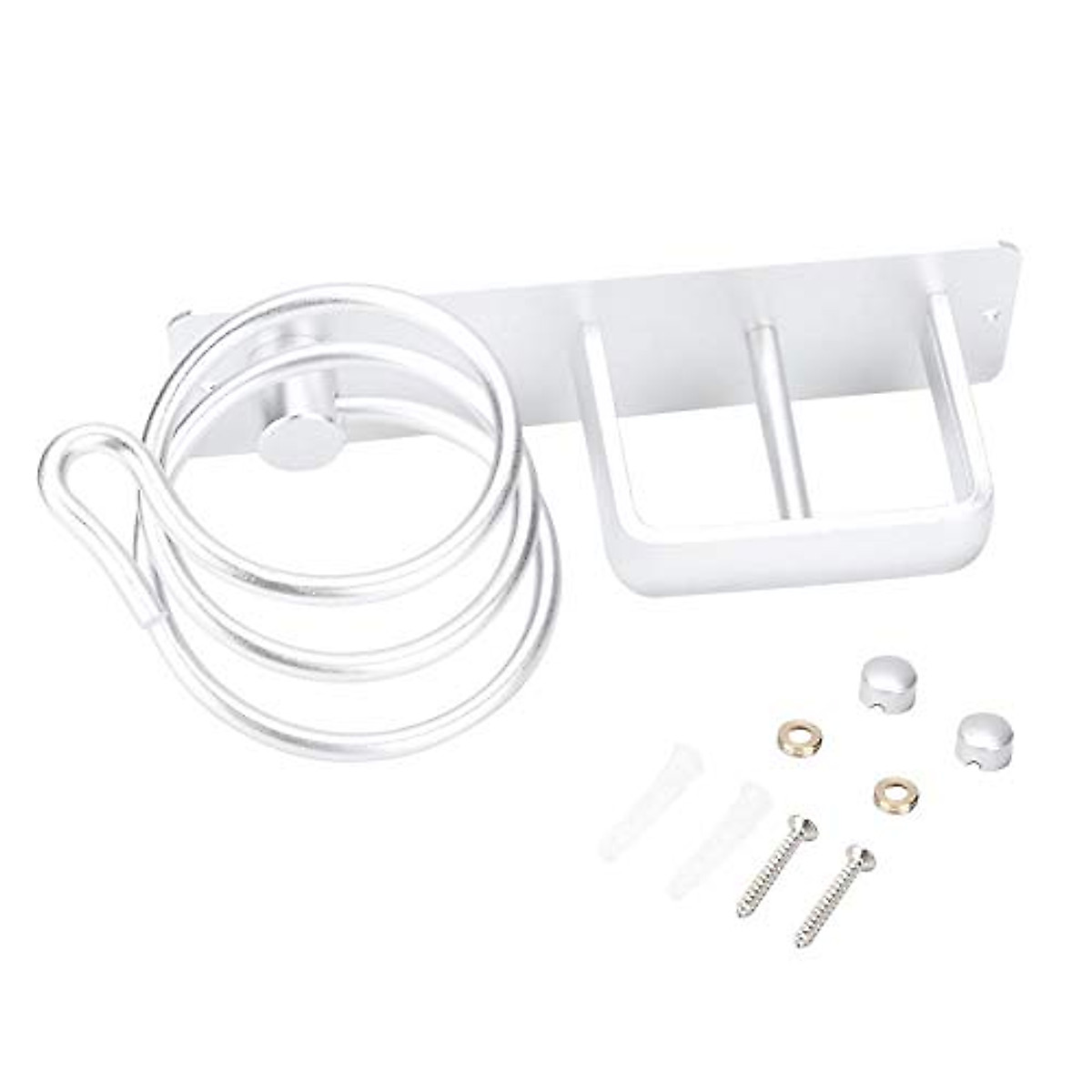 Mumusuki Aluminum Wall Mounted Punch Shelf Hair Dryer Storage Rack Organizer Holder Stand for Bathroom Silver