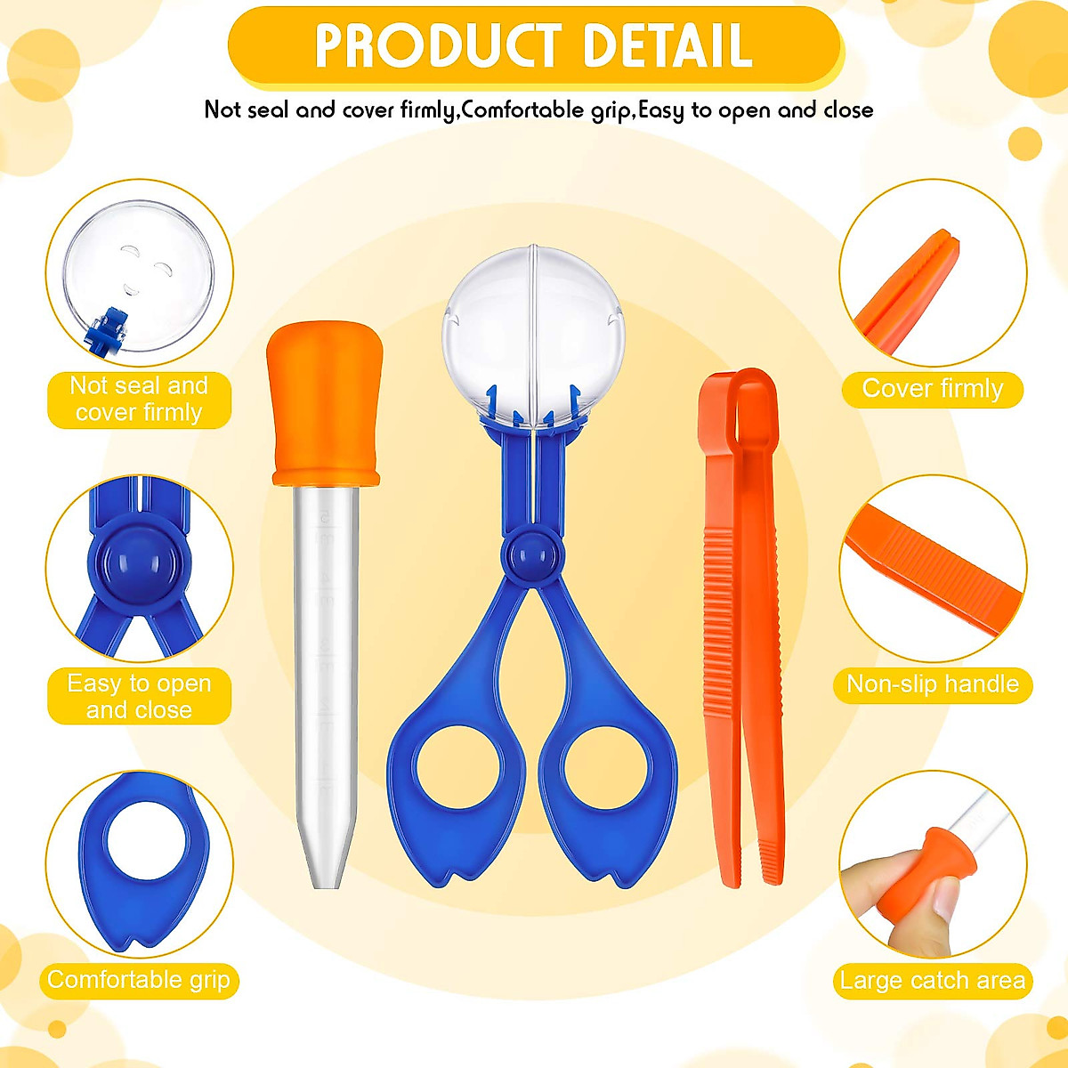 18 Pieces Fine Motor Skill Toys Include 6 Handy Scoopers 6 Jumbo Tweezers 6 Rubber Tipped Dropper Bug Insects Catcher Science Sensory Learning Tool Backyard Outdoor Explorer Kit Skill Development