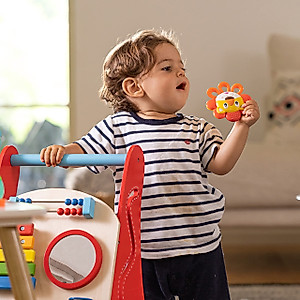 Nuby Vibe-eez Vibrating Teether - Battery Powered - Textured Surface and Easy to Grasp Toy for Baby Teething Relief - 3+ Months - Lion