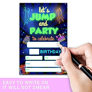 ONDTOM Jump Trampoline Birthday Party Invitations With Envelopes(4" x 6")- 20 Pack - Bounce House Party Invites-c06