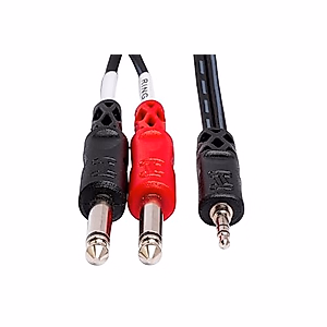 Music People CMP159 10 Inches Speaker Cable, Y Cable 1/8 Inch TRS to Dual 1/4 Inch TS Cable