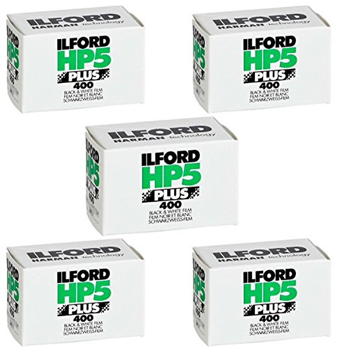 Pack of 5 Ilford 1574577 HP5 Plus, Black and White Print Film, 35 mm, ISO 400, 36 Exposures